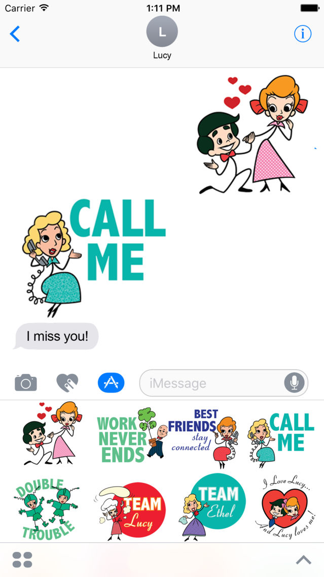 I Love Lucy - Cartoon Stick Figure Stickers for iOS (iPhone/iPad ...