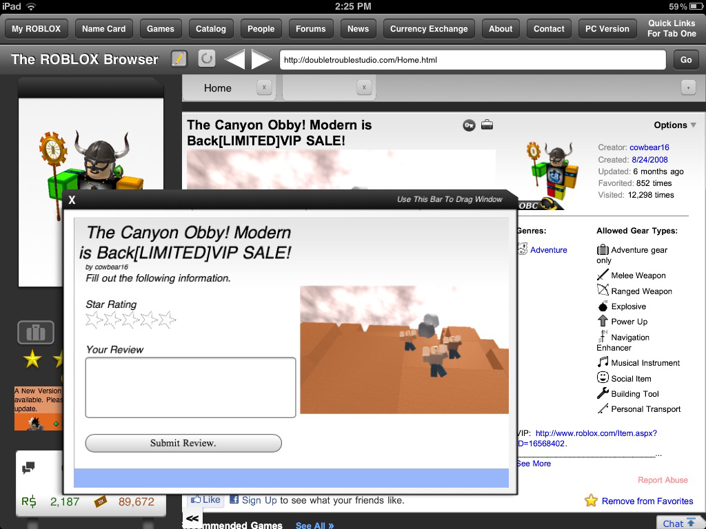 The Browser for ROBLOX pour iOS (iPad) Dernière Version à $0.99 sur AppPure