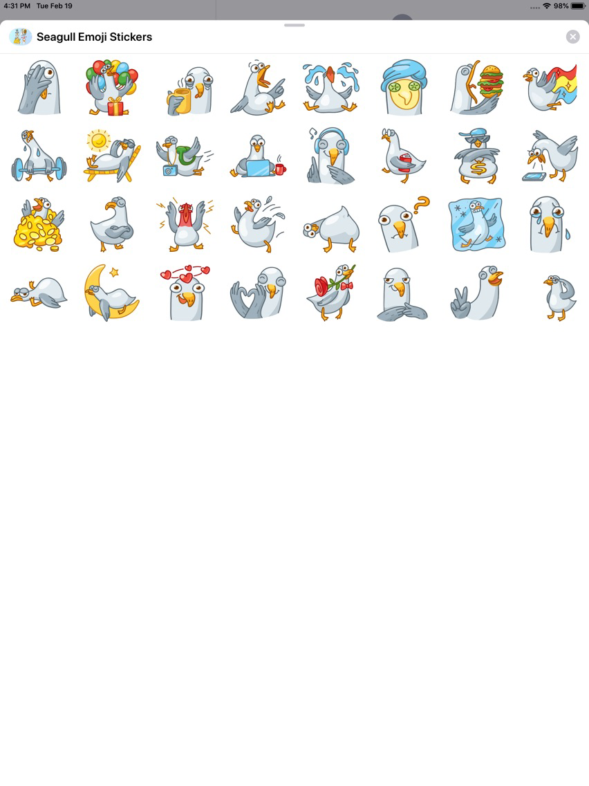 Seagull Emoji Stickers for iOS (iPhone/iPad) Latest Version at $0.99 on ...