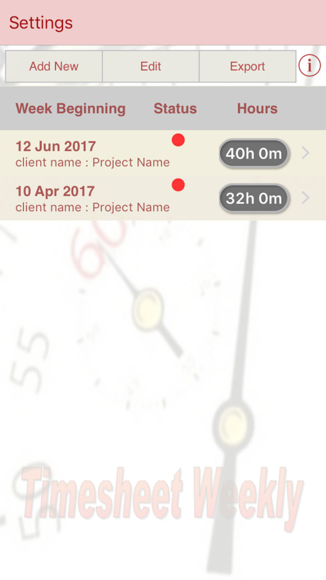 Timesheet Weekly for iOS (iPhone/iPad) Latest Version at $13.99 on AppPure