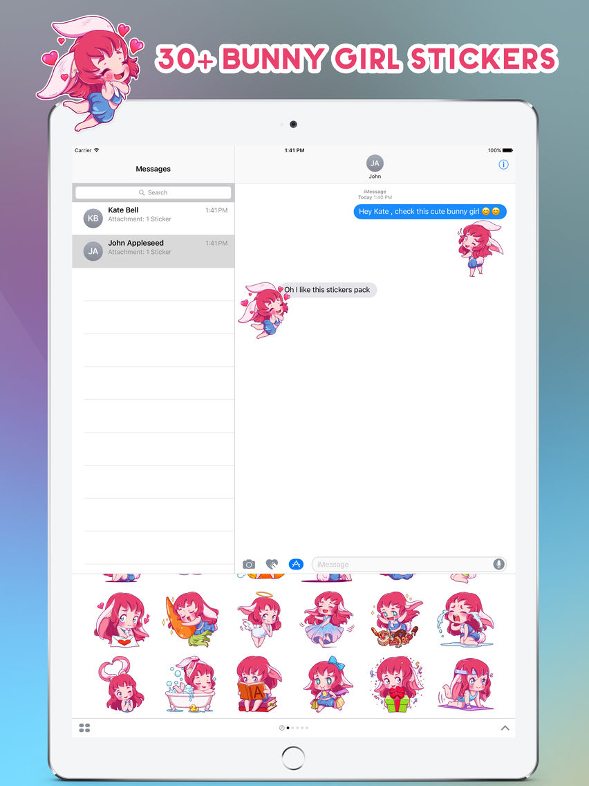 Cute Bunny Girl Emoji Stickers - for iMessageiOS(iPhone/iPad)最新版本售價$0. ...