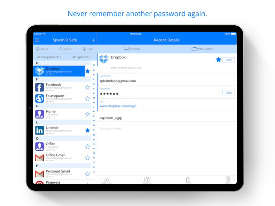 SplashID Safe Password Manager para iOS (iPhone/iPad/iPod touch ...