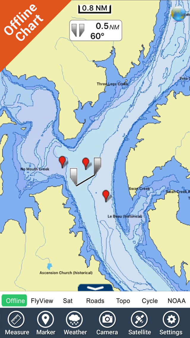 Lake Oahe - Dakota GPS fishing chart & map offline for iOS (iPhone ...