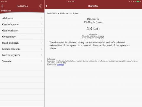 RadRef - Normal Values in Diagnostic Imaging for iOS (iPhone/iPad/iPod ...