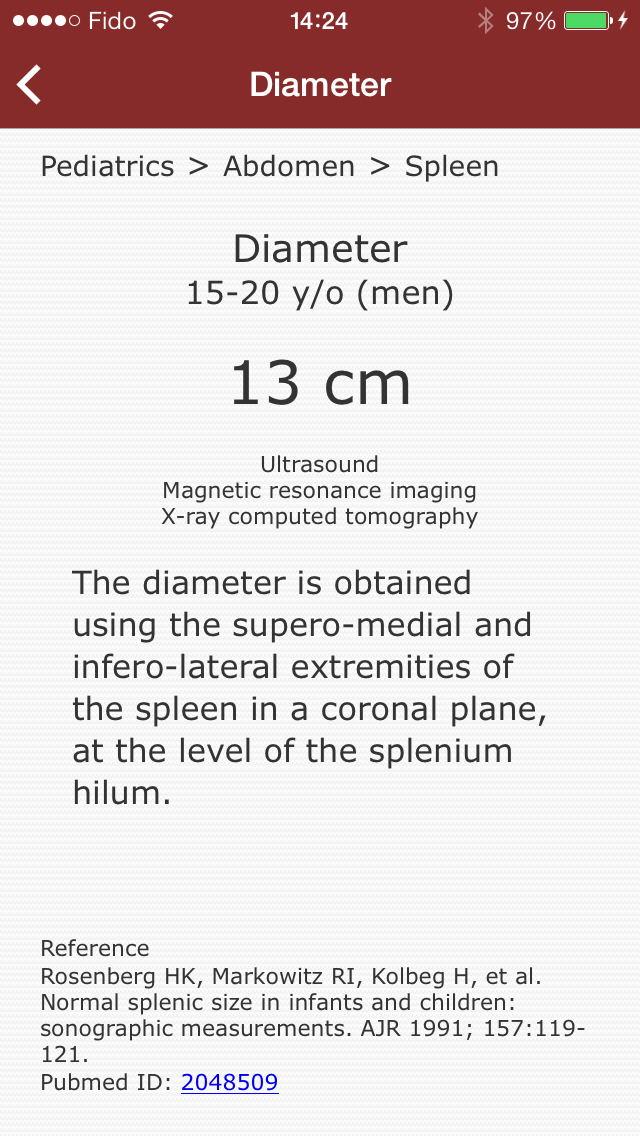 RadRef - Normal Values in Diagnostic Imaging for iOS (iPhone/iPad/iPod ...