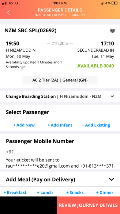 IRCTC Rail Connect for iOS (iPhone/iPod touch) - Free Download at AppPure
