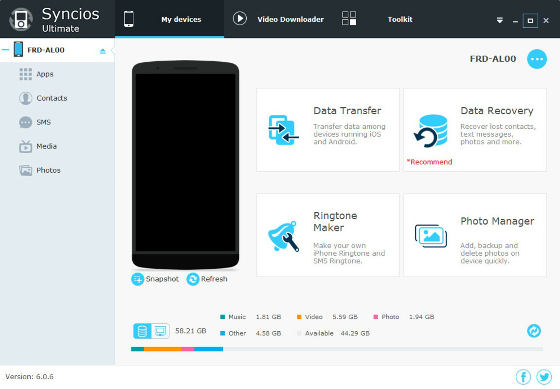 Syncios Mobile Manager for PC Windows 7.0.9 Download
