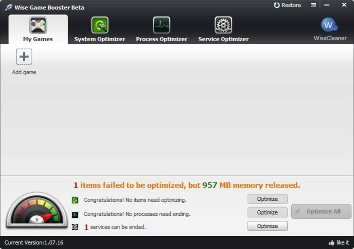 Wise Game Booster for PC Windows 1.5.7 Download