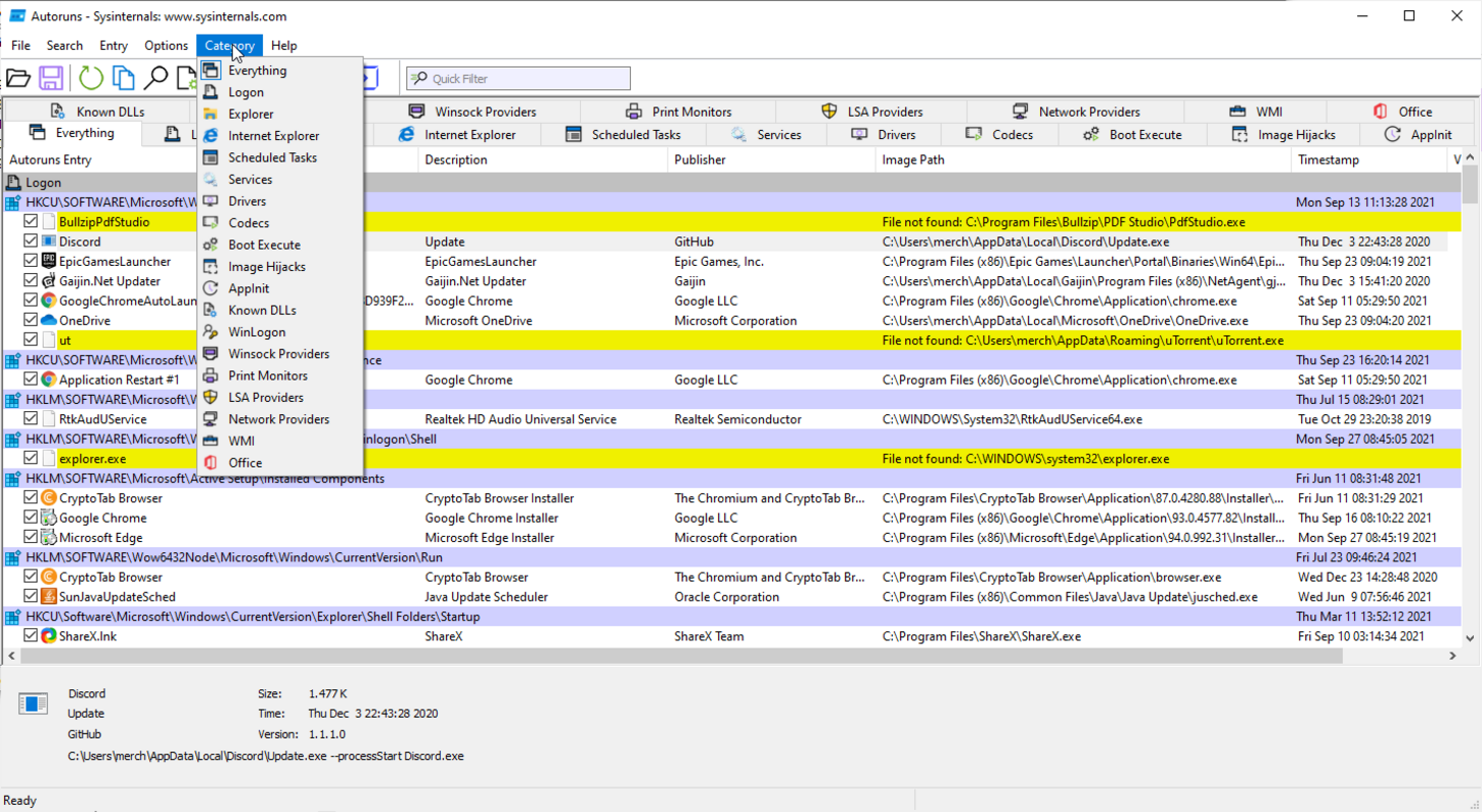 Autoruns for PC Windows 14.11 Download