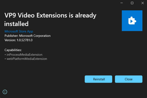 VP9 Video Extensions for PC Windows 1.2.2.0 Download