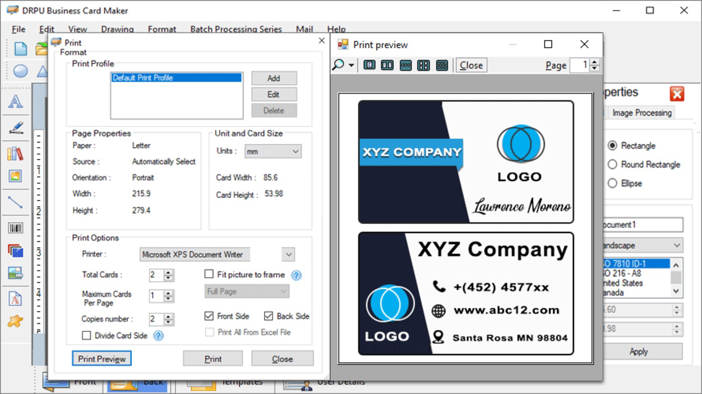 Windows Business Cards Printing Tool for PC Windows 8.3.0.1 Download