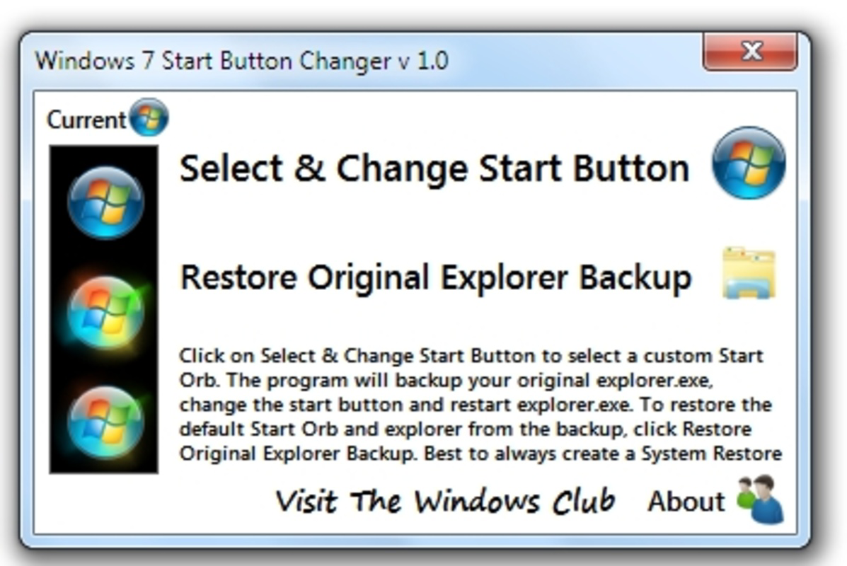 Windows 7 Start Button Changer for PC Windows 1.0 Download
