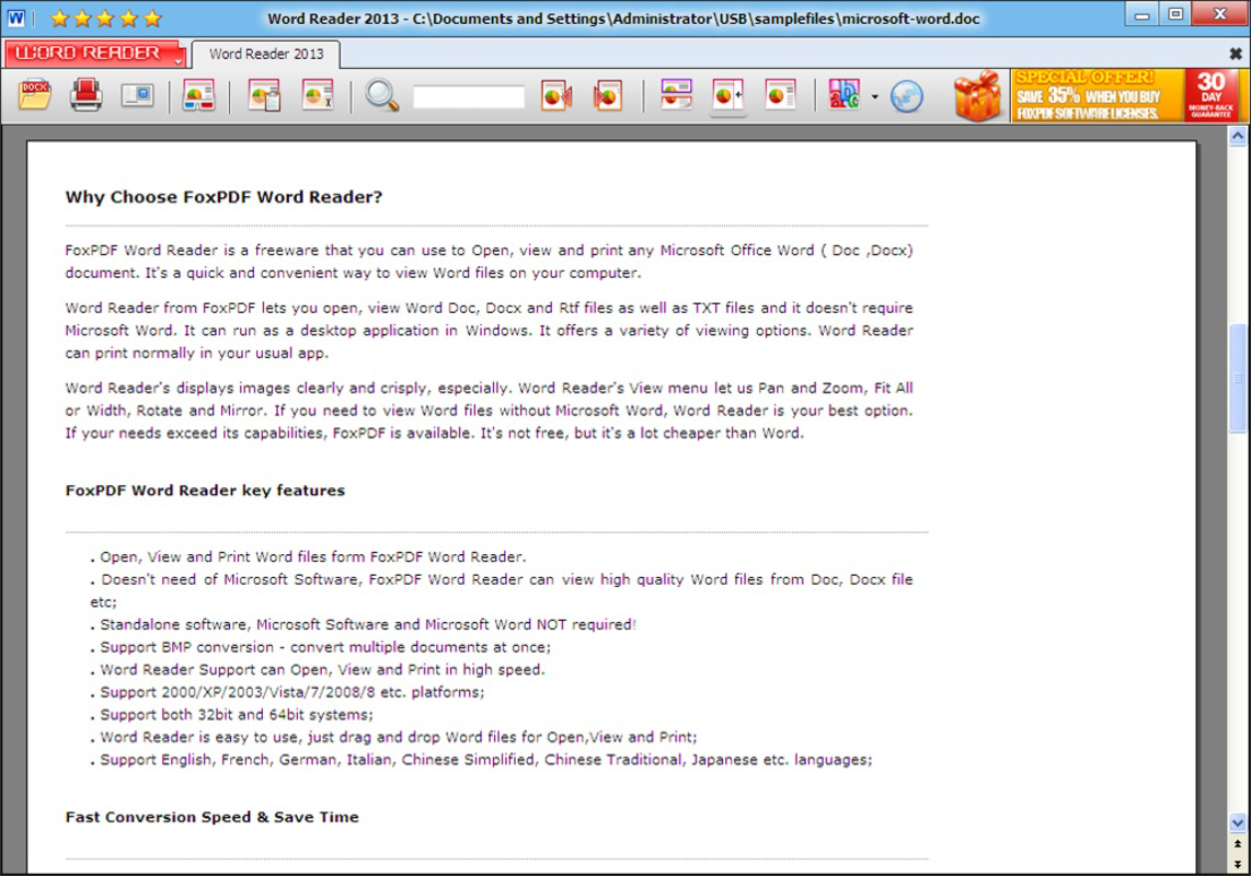 FoxPDF Word Reader for PC Windows 2.2 Download