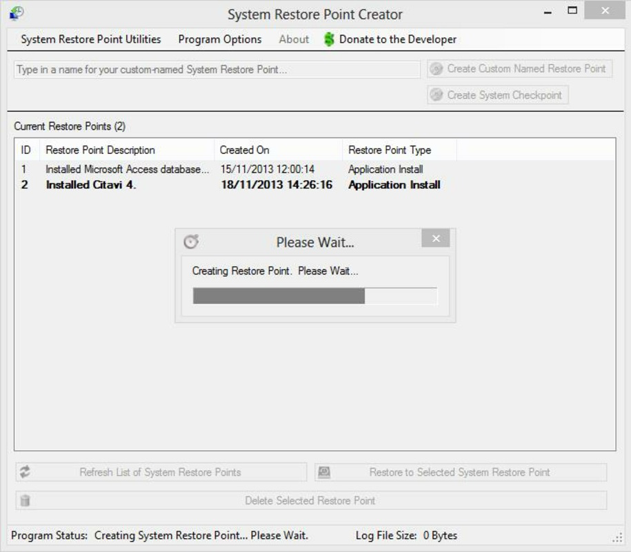 Restore Point Creator for PC Windows 4.0 Build 1 Download