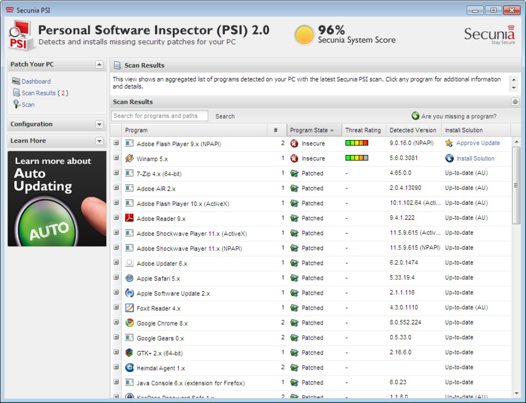 Secunia PSI for PC Windows 3.0.0.9016 Download