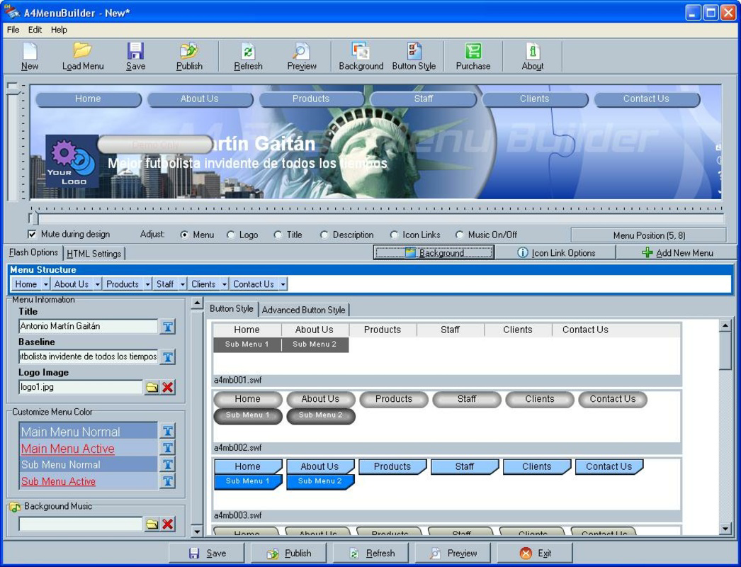 A4 Flash Menu Builder for PC Windows 3.00 Download