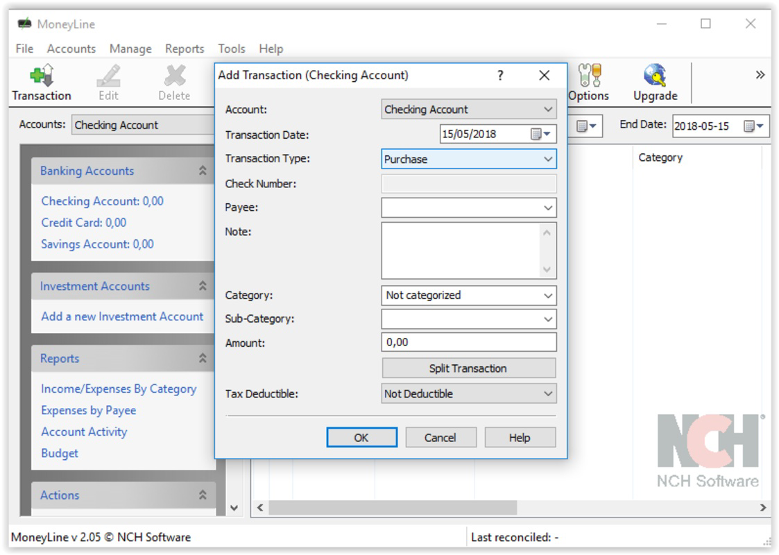 MoneyLine Personal Finance and Checkbook Register for PC Windows 4.02 ...