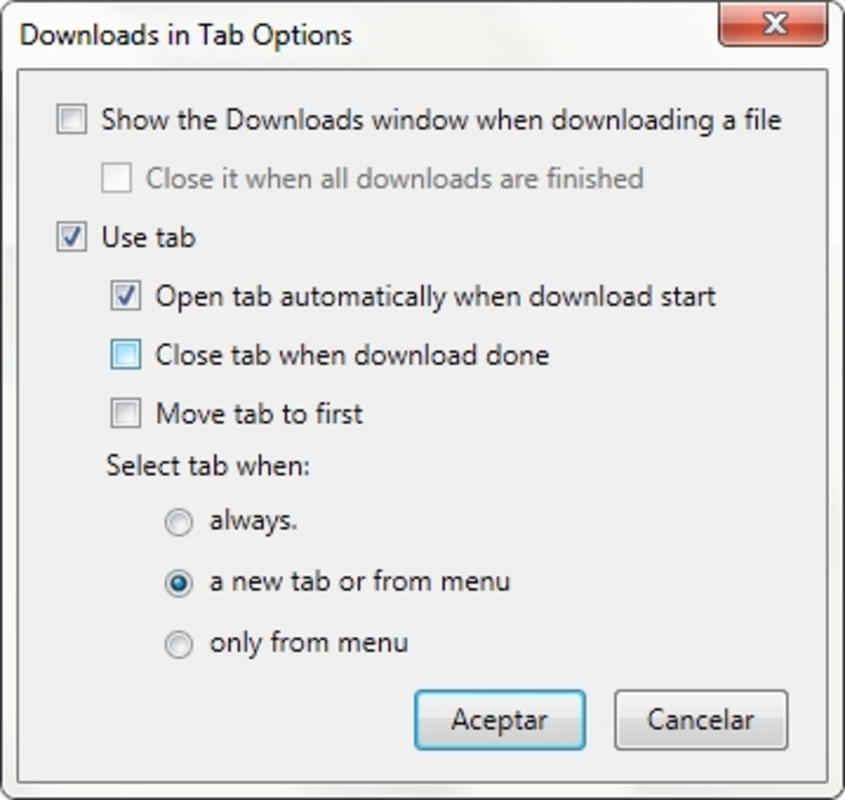 Downloads in Tab for PC Windows 1.00 Download