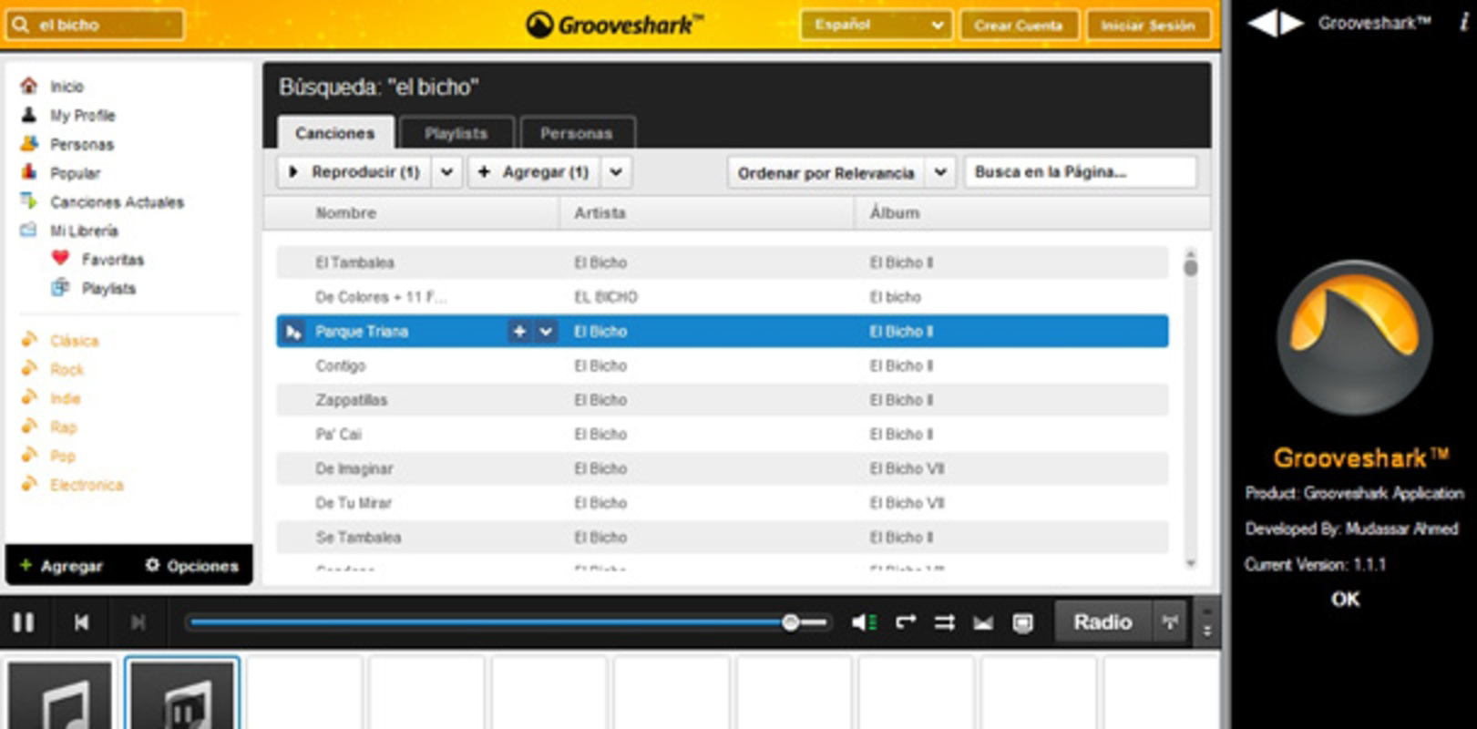 Grooveshark Application for PC Windows 1.1.1 Download