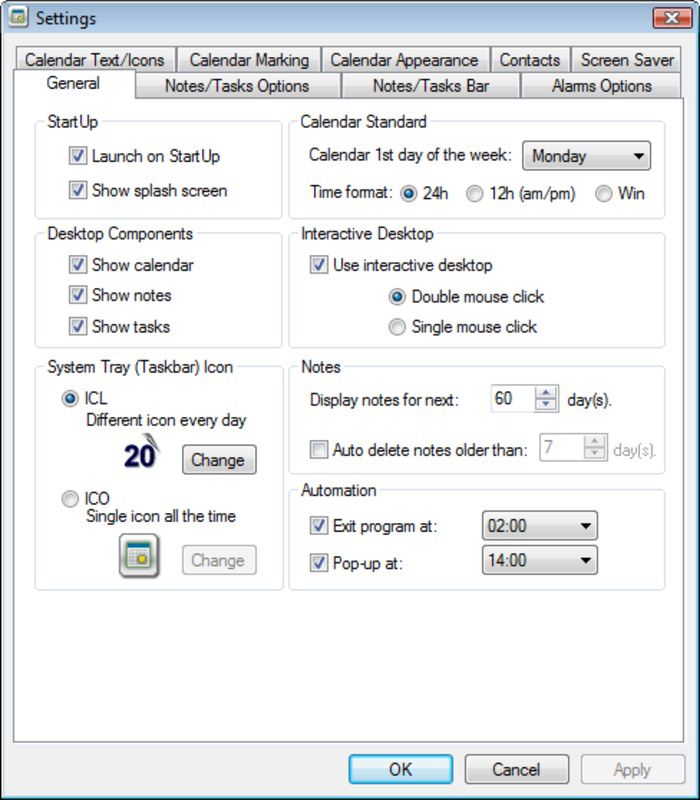 Active Desktop Calendar for PC Windows 7.96 Download