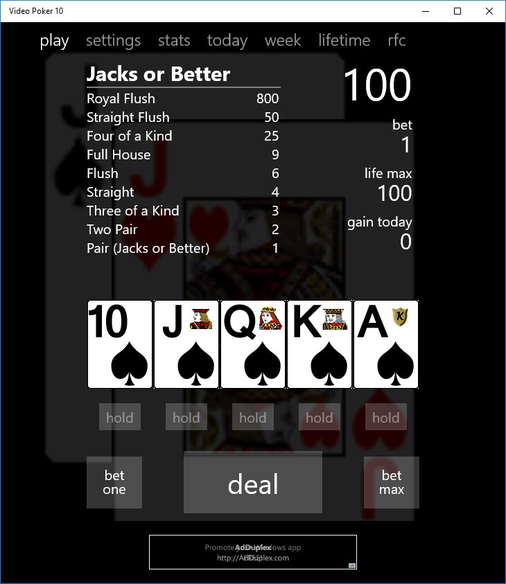 Video Poker 10 for PC Windows Download