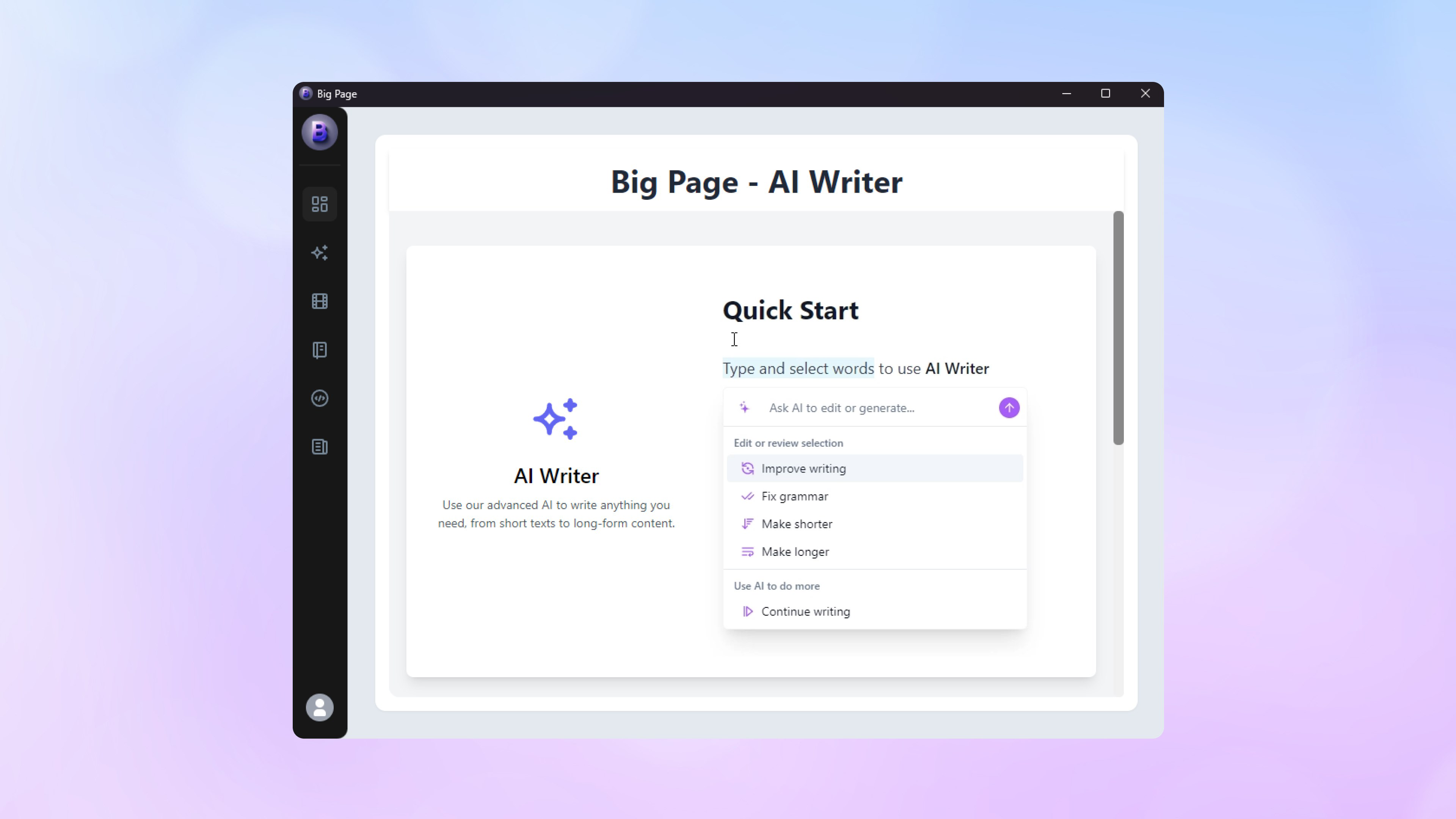BigPage - AI Writer for PC Windows Download