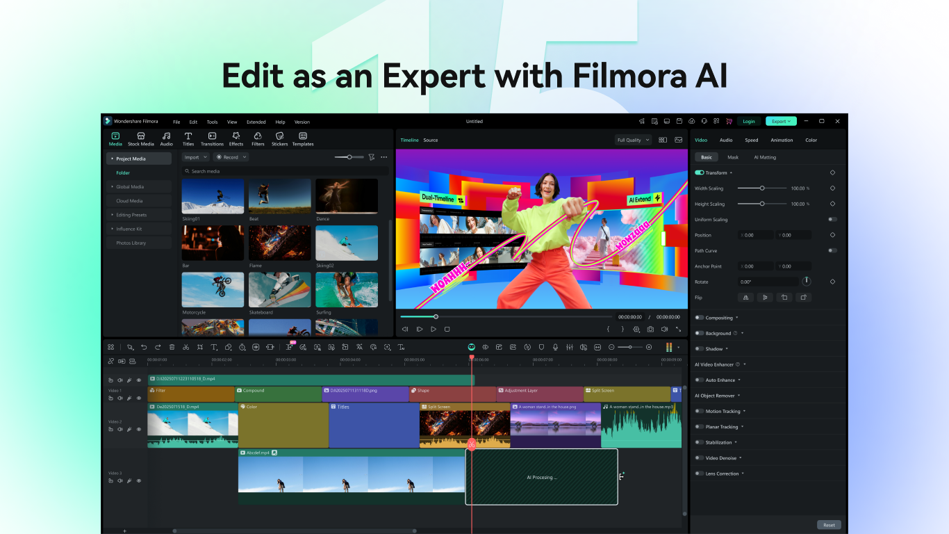 Wondershare Filmora - AI Video Editor for PC Windows Download