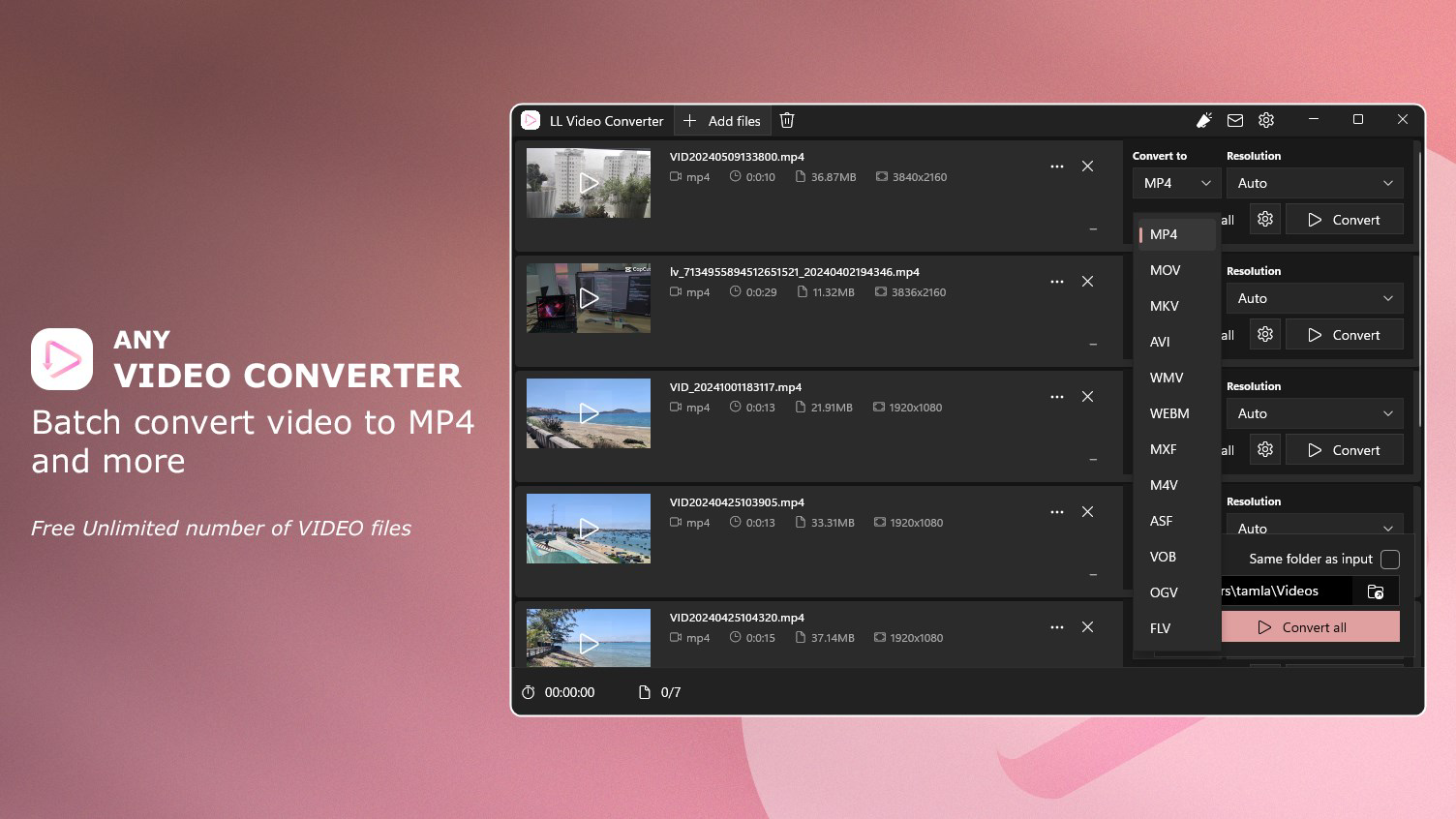 LL Video Converter - MP4 Converter for PC Windows Download