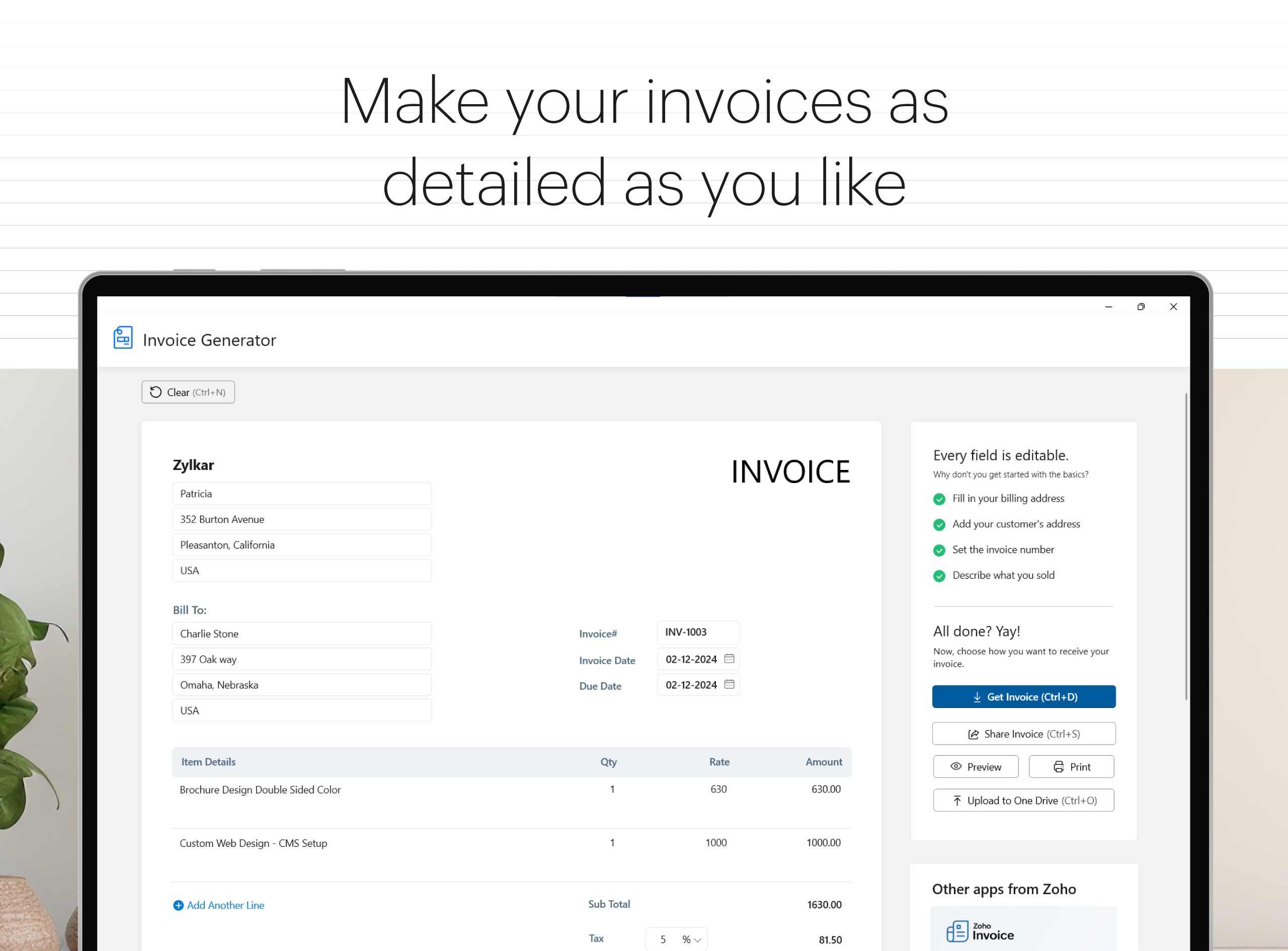 Free Invoice Generator for PC Windows Download