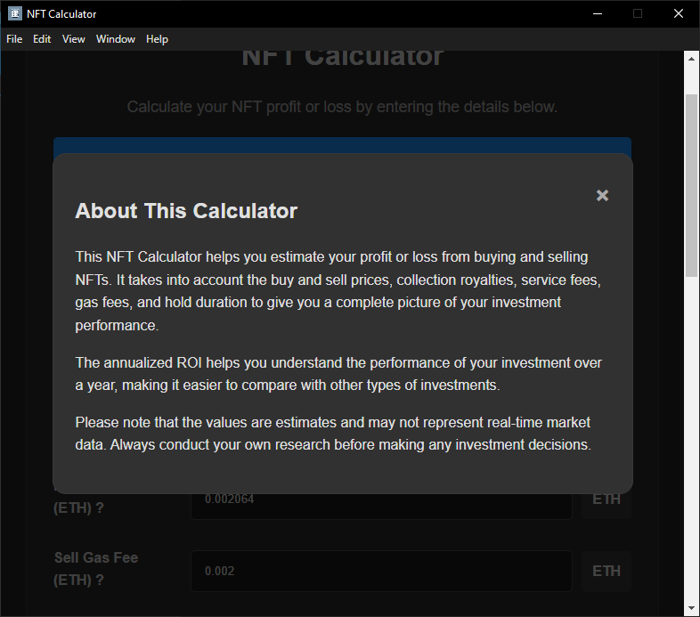 NFT calculator for PC Windows Download