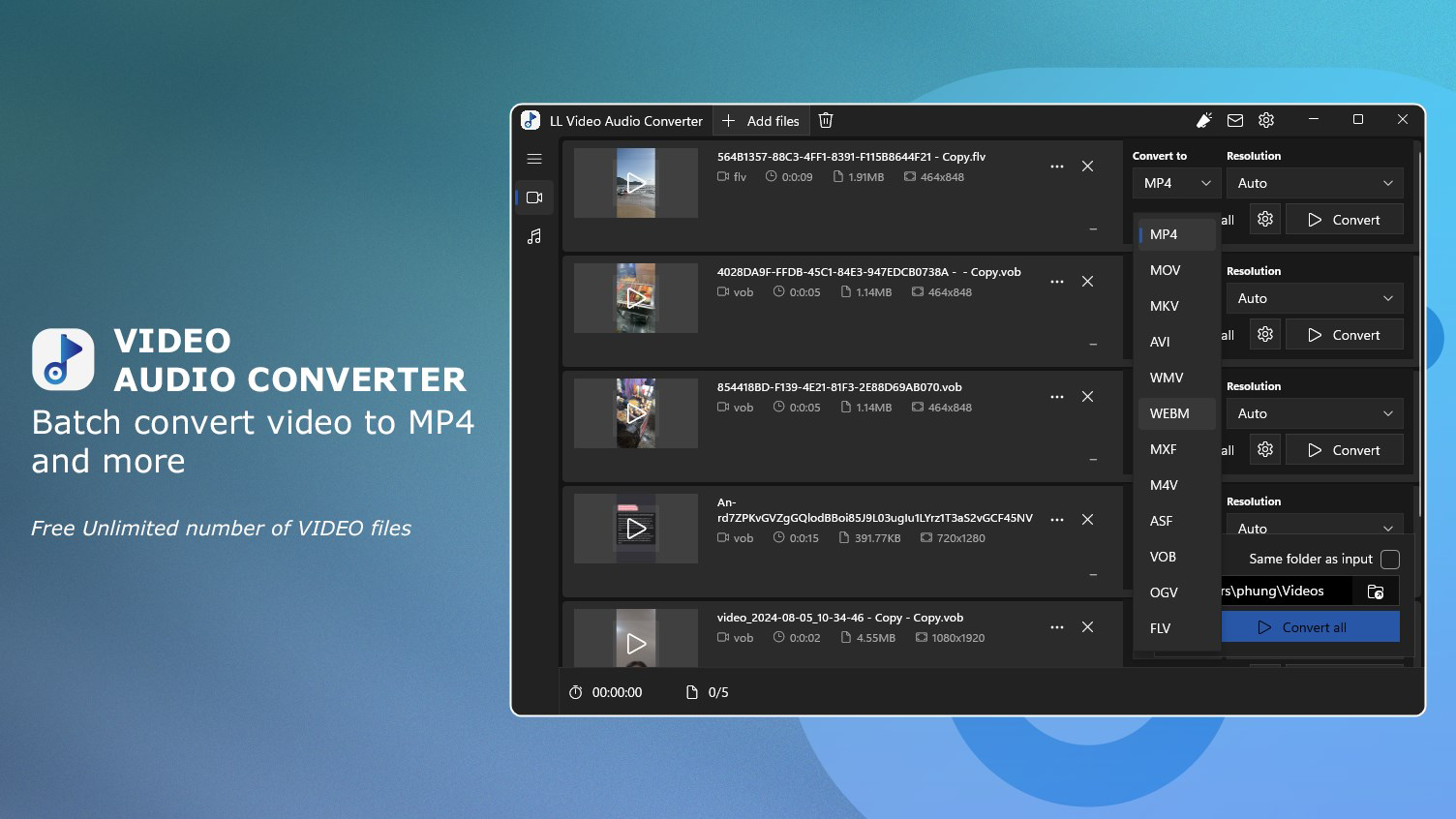 LL Video Audio Converter for PC Windows Download