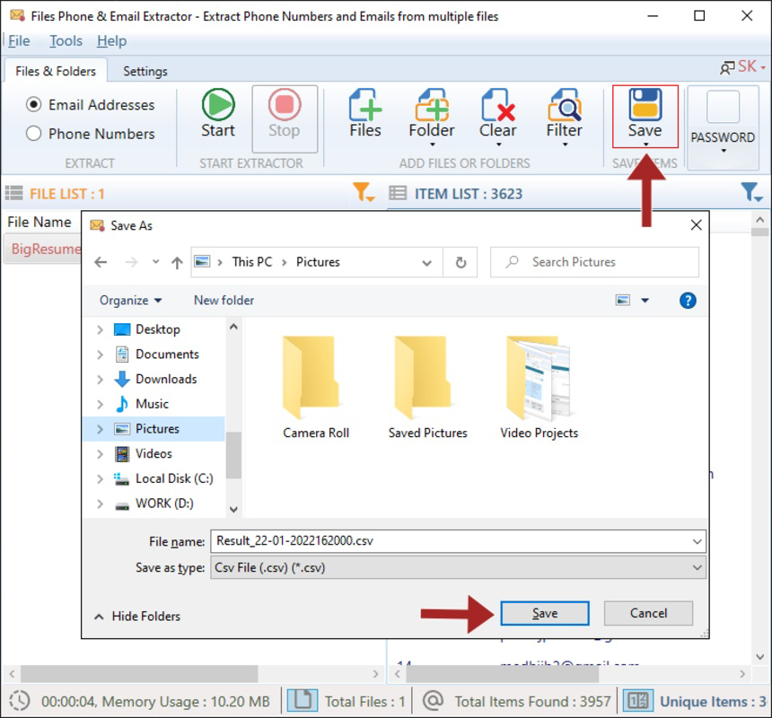 File Phone and Email Extractor for PC Windows 11.4.2203.46 Download