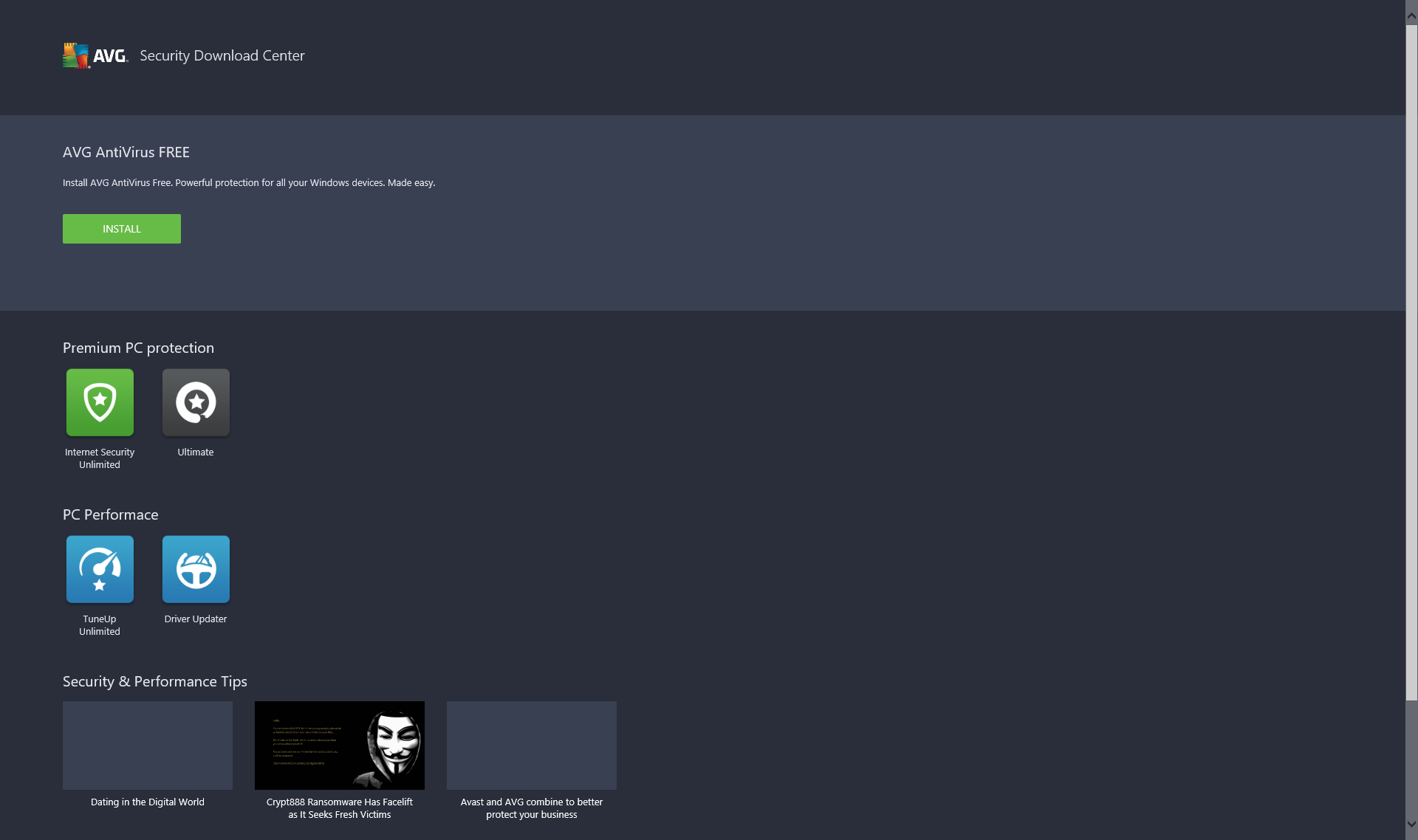 AVG Download Center for PC Windows Download