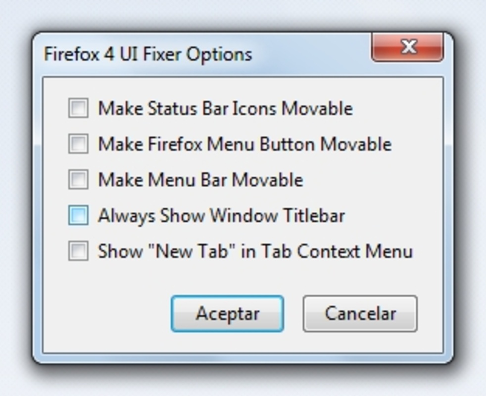 Firefox 4 UI Fixer for PC Windows 1.4.4 Download