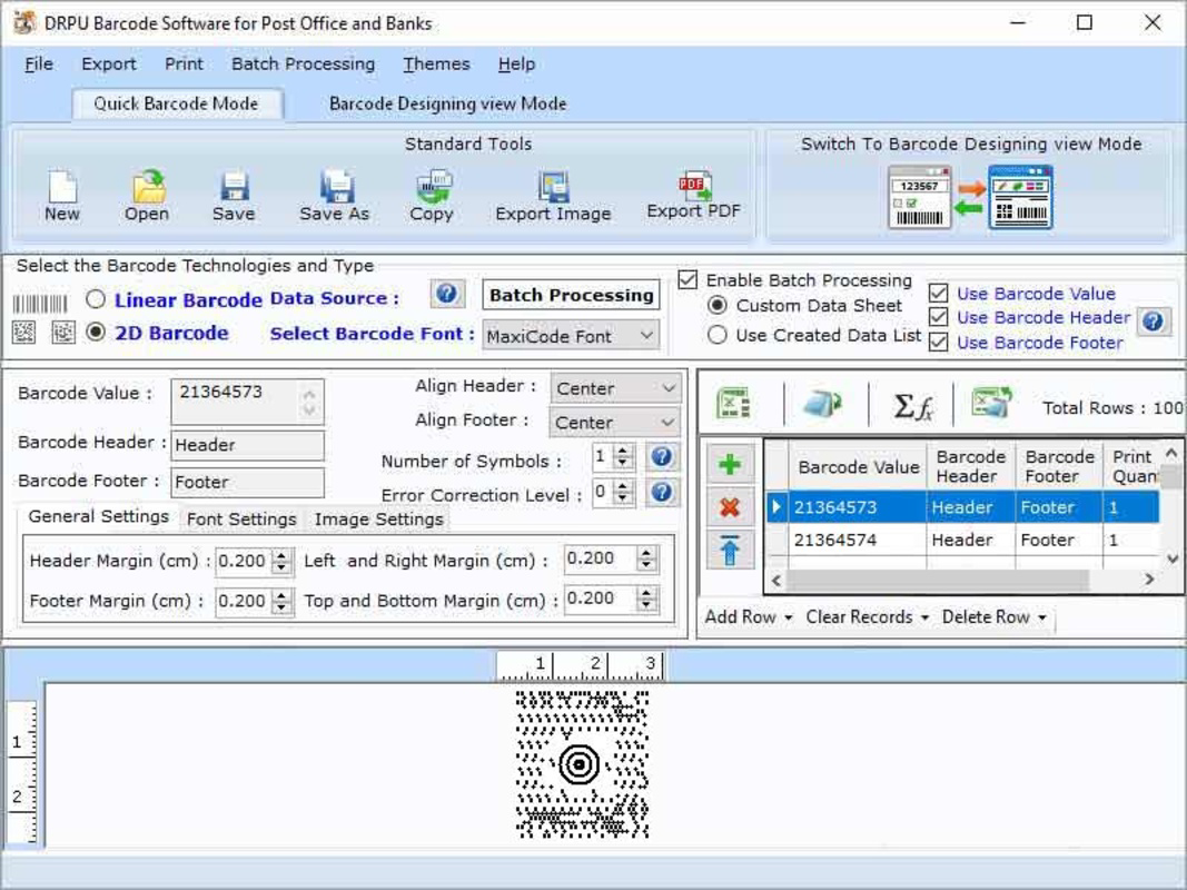 Postal Barcode Printing Application for PC Windows 1.0 Download