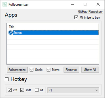 Fullscreenizer for PC Windows 1.0 Download