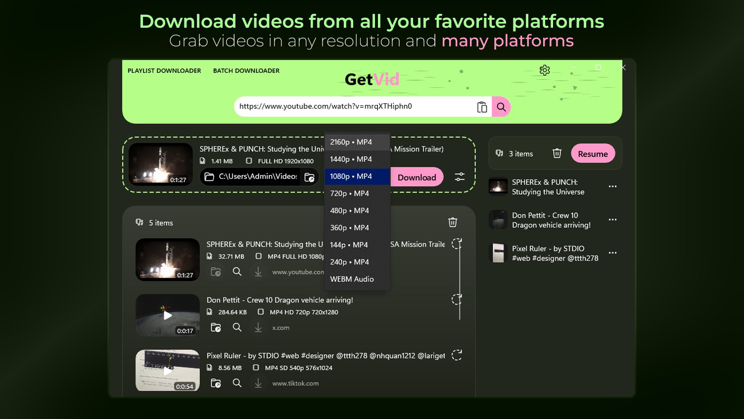 GetVid - Smart Video Downloader for PC Windows Download