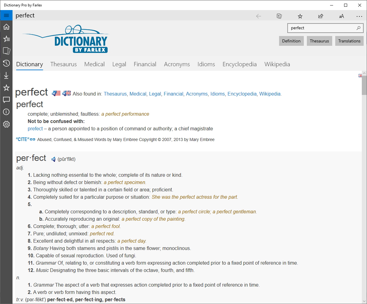 Dictionary Pro by Farlex for PC Windows Download