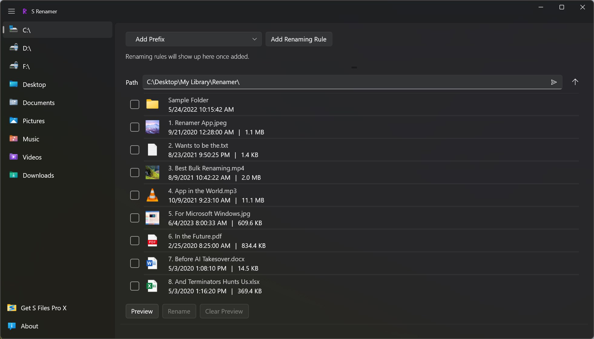 S Renamer - Rename Multiple Files and Folders for PC Windows Download