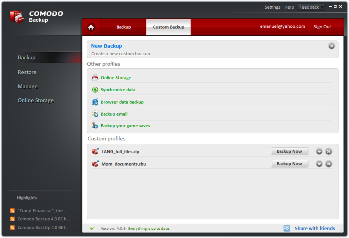 Comodo Backup for PC Windows 4.3.6.6 Download