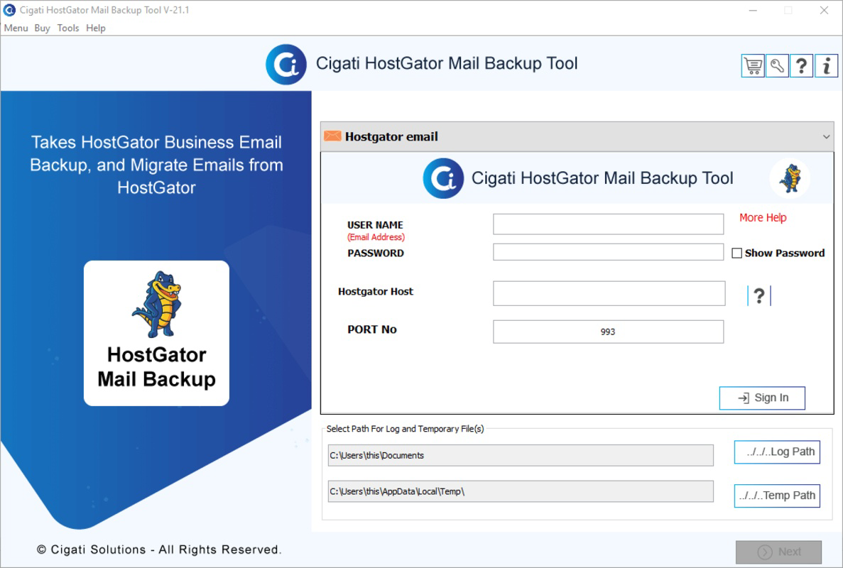 Download Cigati HostGator Backup Tool Latest 22.10 for Windows PC