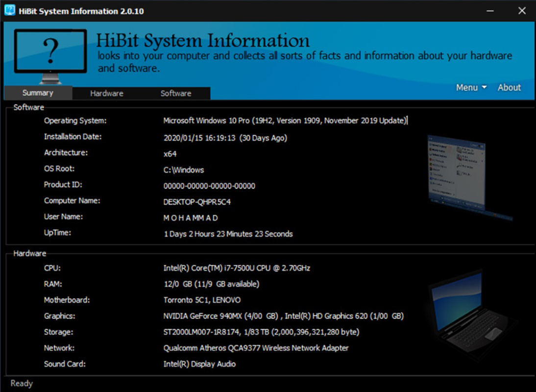 HiBit System Information for PC Windows 2.1.30 Download