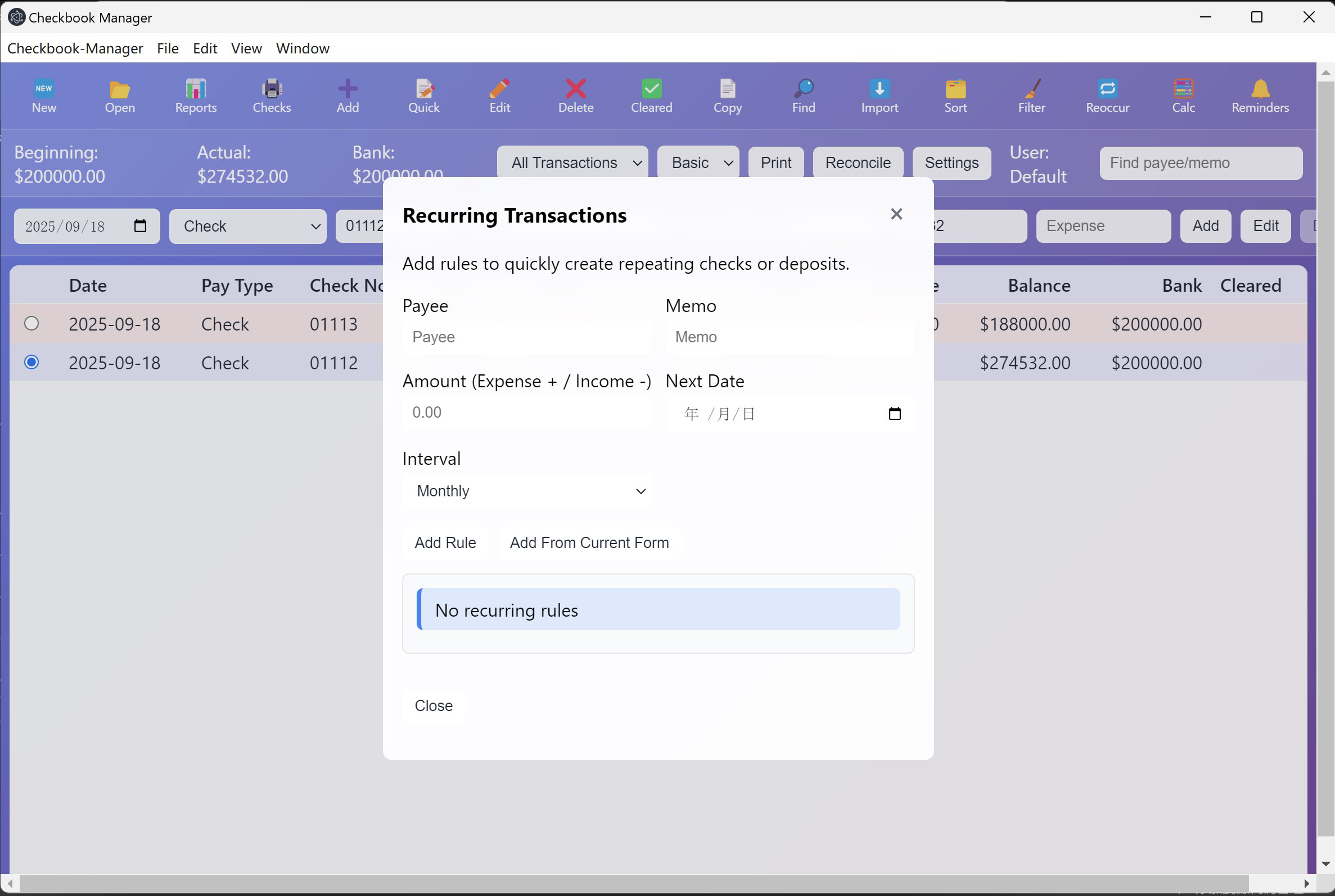 Checkbook Manager for PC Windows Download