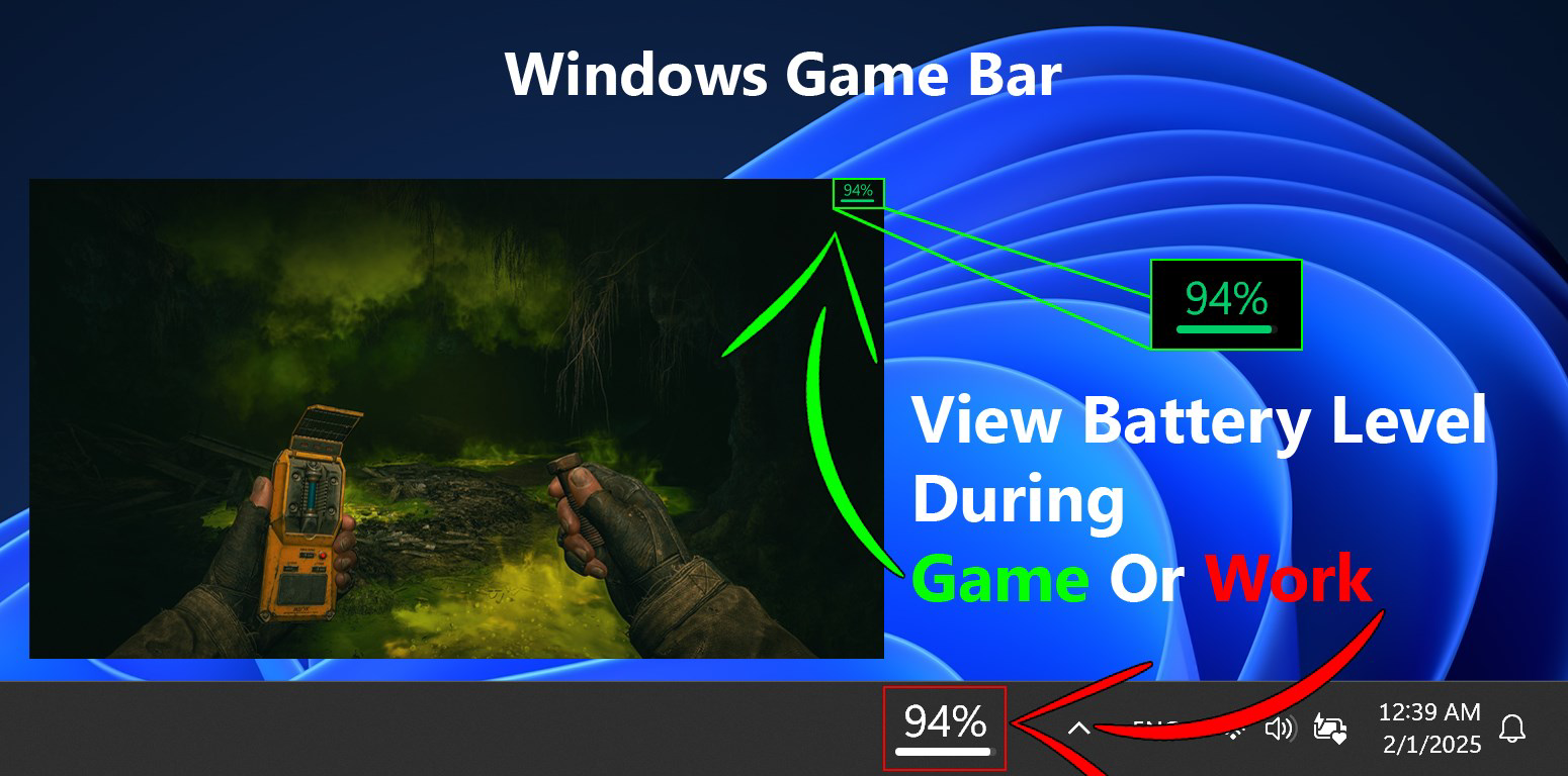 Battery Level Notification For Game Bar for PC Windows Download