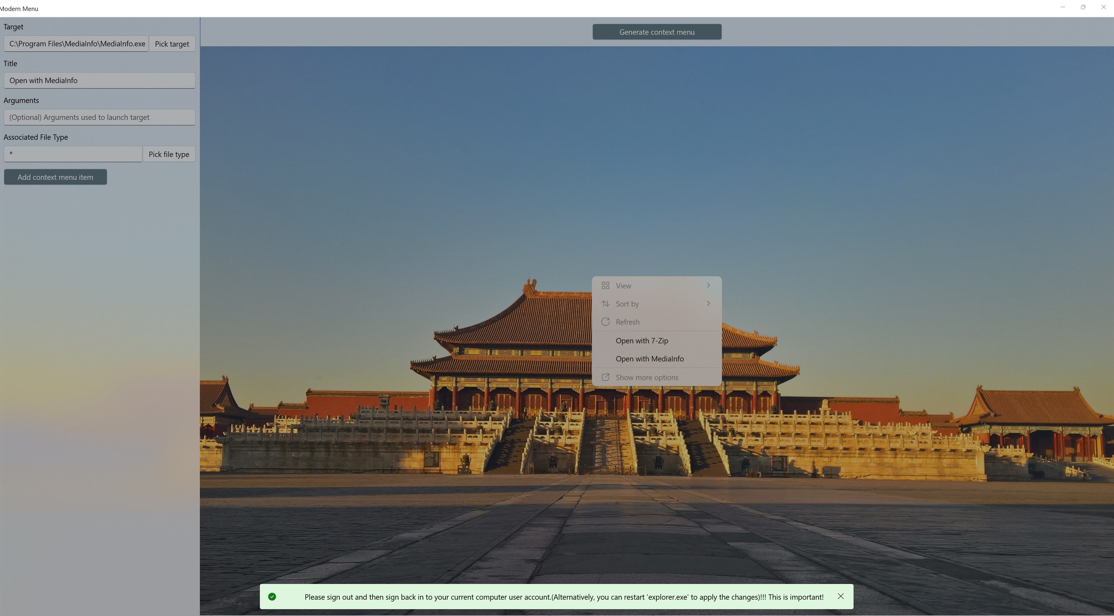 Modern Context Menu for PC Windows Download