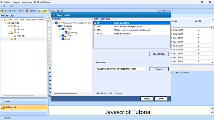 SysTools Exchange Log Analyzer for PC Windows Download