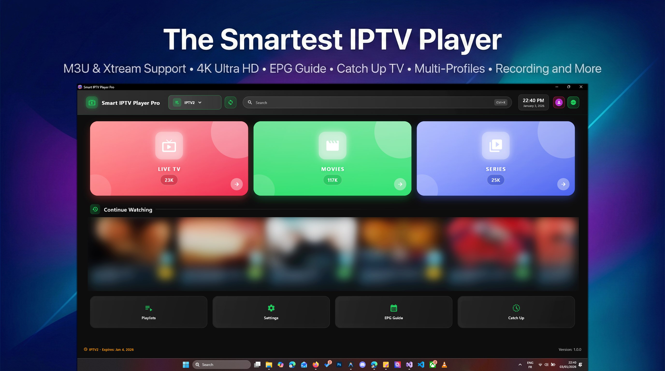 Smart IPTV player Pro for PC Windows Download