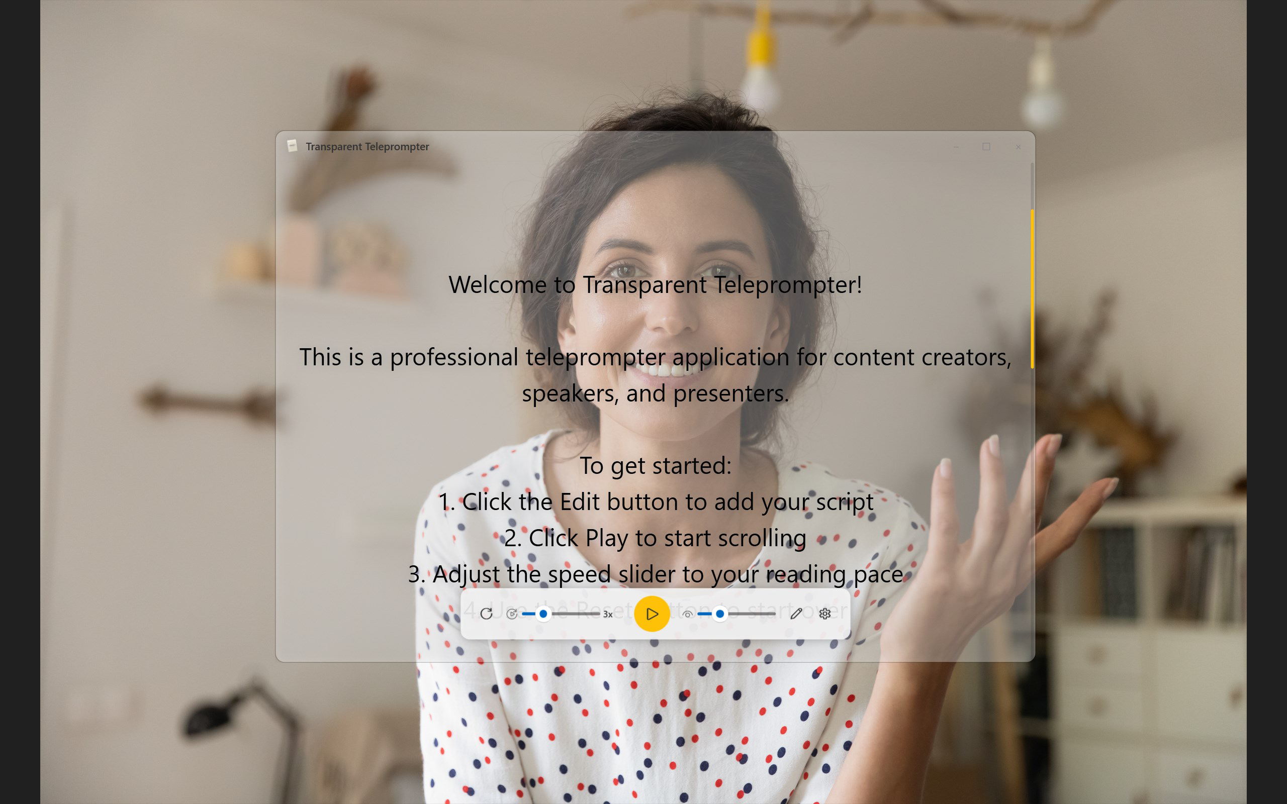 Transparent Teleprompter - Script Over Video for PC Windows Download