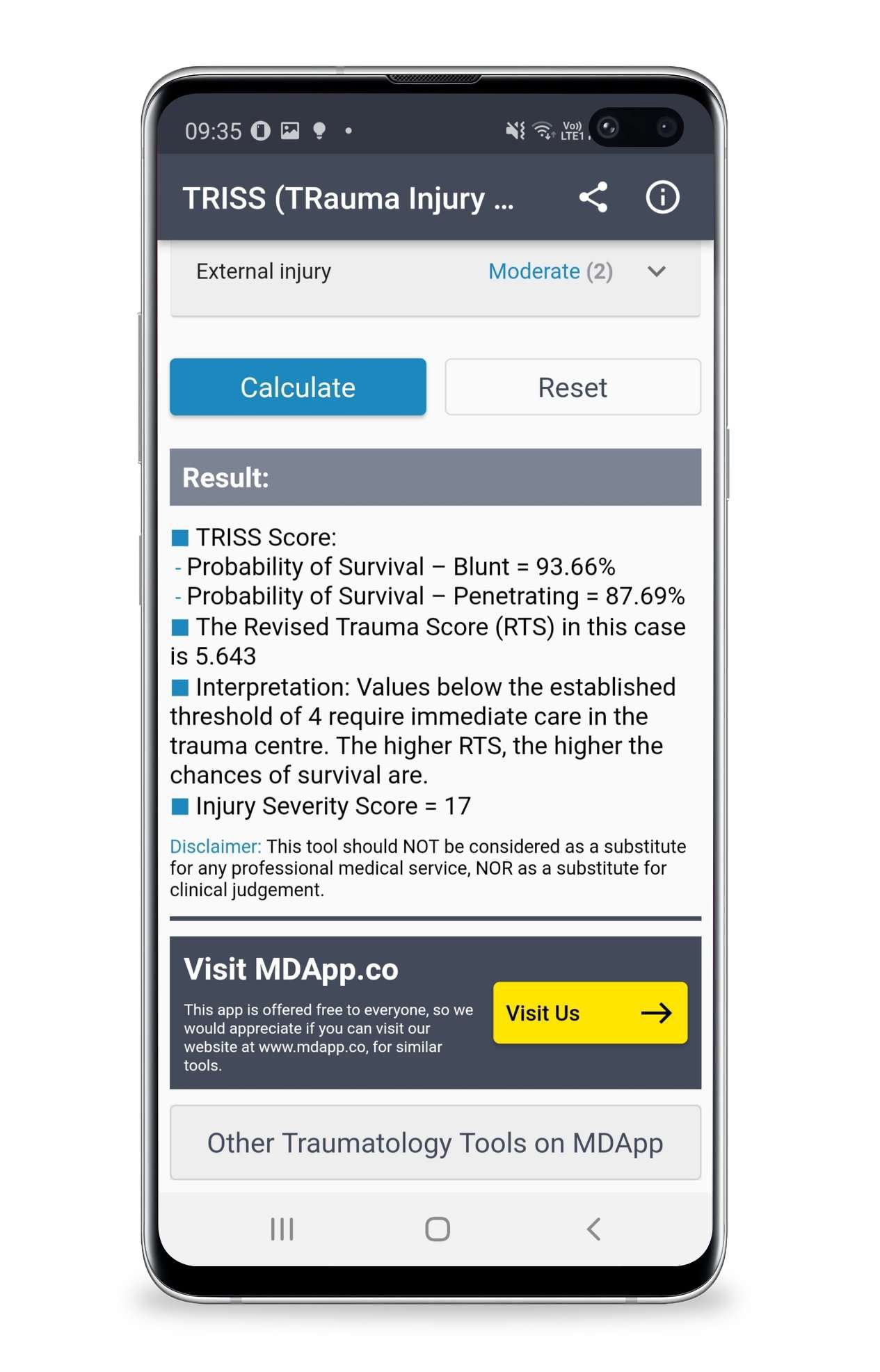 Download do APK de TRISS Calculator (TRauma Injury Severity Score) para ...
