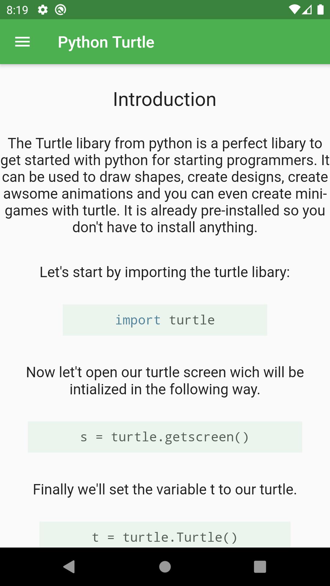Скачать Python Turtle Tutorial APK для Android Скачать Python Turtle Tutorial APK для Android